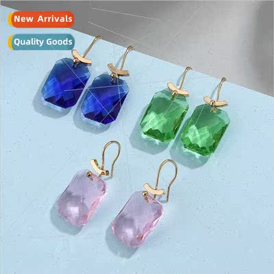 Autumn new copper ear hooks colorful crystal earrings earrin