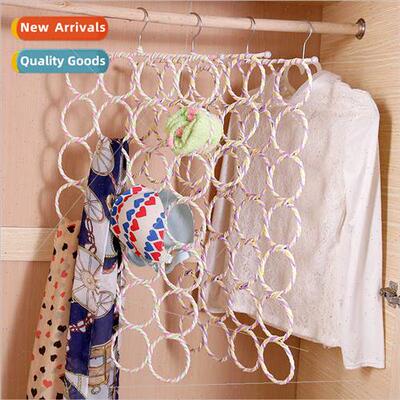 Multi-Ring Paper Rattan Hanger Scarf Rack Scarf Holder Multi