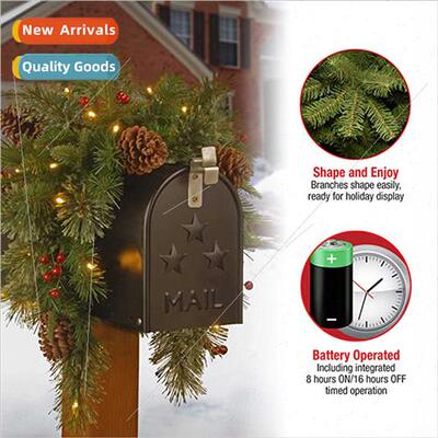 New Christmas pinecone mailbox wreath home led luminous dead