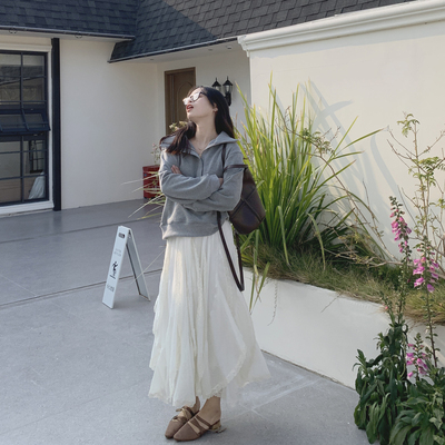 PERRY自制小个子宽松翻领海军领卫衣小码150xxs