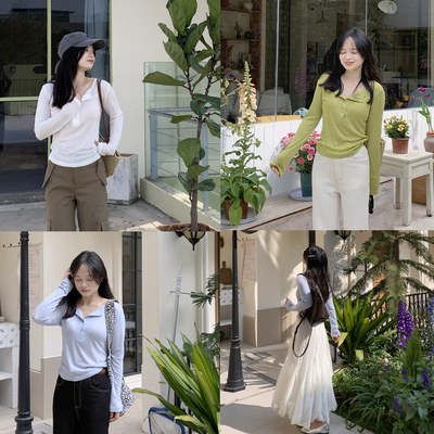 PERRY自制小个子莱赛尔雅羊毛T小码翻领打底小码150xxs