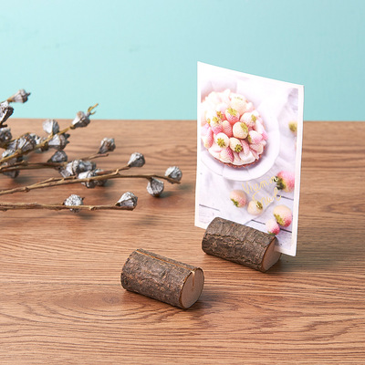 照片夹树桩木质留言卡片夹原木夹