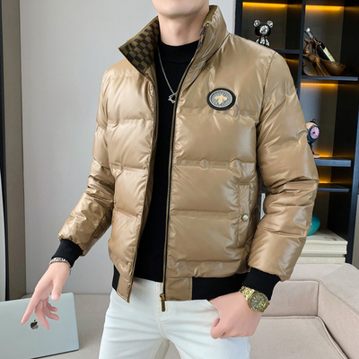 亮面免洗冬季短款羽绒服立领外套