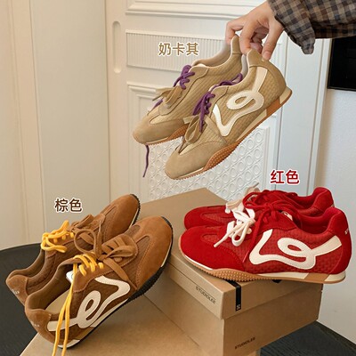 增高4cm~ 2005秋季新款复古撞色鸳鸯鞋带肌理感休闲阿甘德训鞋女