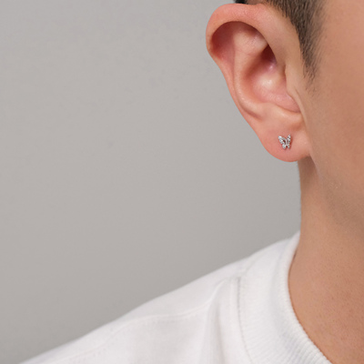 FourPin小众高级银蝴蝶耳钉男女