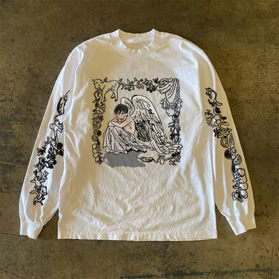 300克重磅！秋季日系t恤印花新款休闲潮流上衣情侣装套头长袖爆款