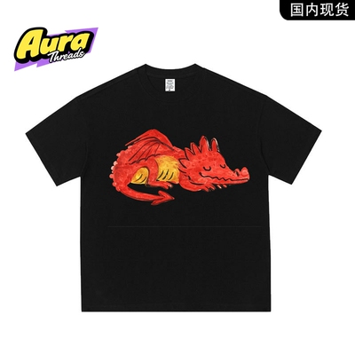 【品牌现货】AURA THREADS创意趣味短袖T恤男女宽松国潮潮牌上衣