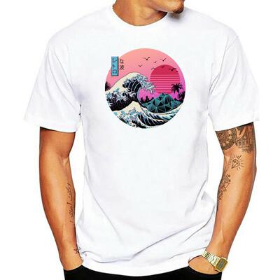 Vintage Aesthetic Synthwave T Shirt Men Cotton The Great Vap