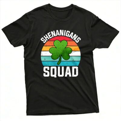 Shenanigans Squad Clover Design Summer Men T-Shirt Vintage S