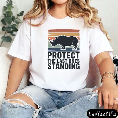 PROTECT THE LAST ONES STANDING Rhino T-Shirt Endangered Spec