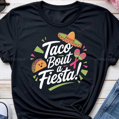 Cinco De Mayo Colorful Taco Fiesta Graphic T Shirts Woman Ma