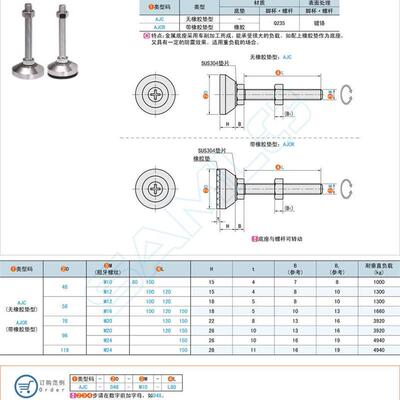 AJC脚杯AJCR-D48 D58 D78 D98 D118-10 M12 M16 M20-L100/120/150