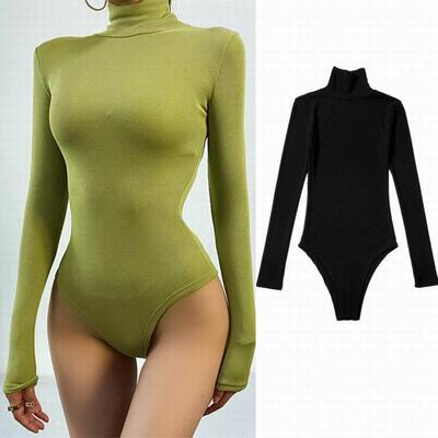 Slimming high neck long sleeved jumpsuit women's shirt