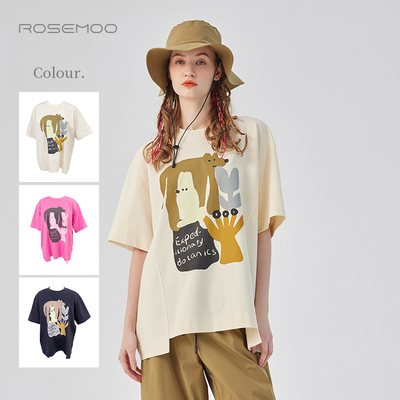 【商场同款】ROSEMOO容子木25春夏轻薄针织印花短袖T恤RSS1TC409D