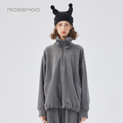 容子木ROSEMOO25秋商场同款棉感微弹立领带口袋卫衣RSS3TC442D