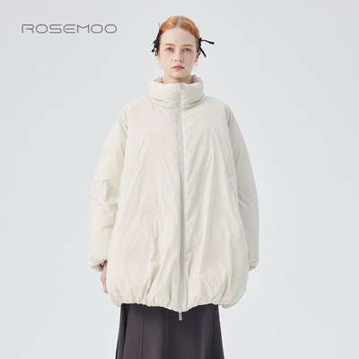 容子木ROSEMOO25冬商场同款微皱哑光立领中长款羽绒服RSS4YP202B