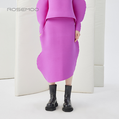 容子木ROSEMOO25冬商场同款挺阔干爽弧形松紧腰半裙RSS4QP145A