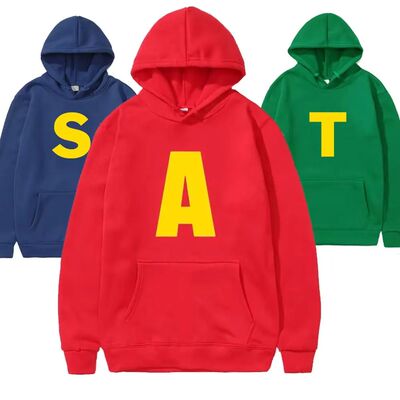 3D letter printed hooded sweatshirt3d字母印花纯色连帽卫衣男