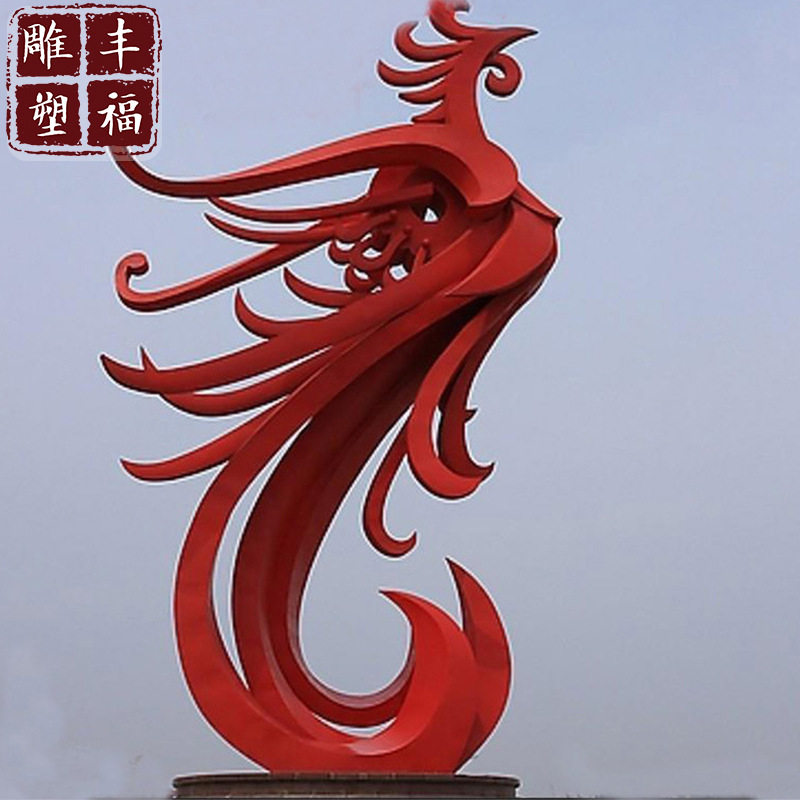 抽象不锈钢凤凰雕塑大型城市景观不锈钢雕塑公园装饰金属摆件_虎窝淘