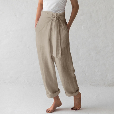 Women's solid color high-waist trousers casual pants2021女裤