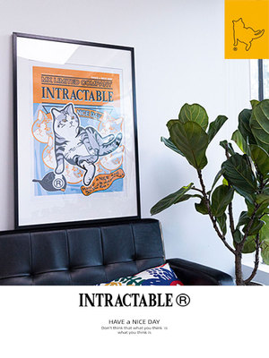 INTRACTABLE猫插画大幅装饰画漫画卡通限量收藏画框装裱家装挂画