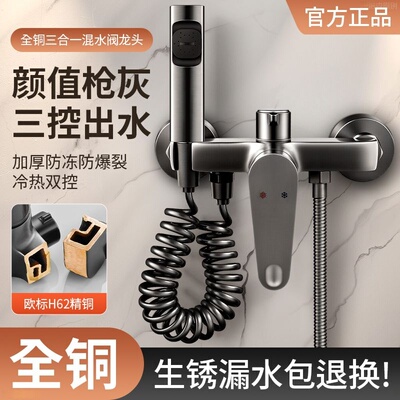 铜淋浴混水阀带喷枪三合一