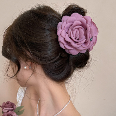 Women Flower Rose Grab Back Clip Gripper Headpiece hairpin