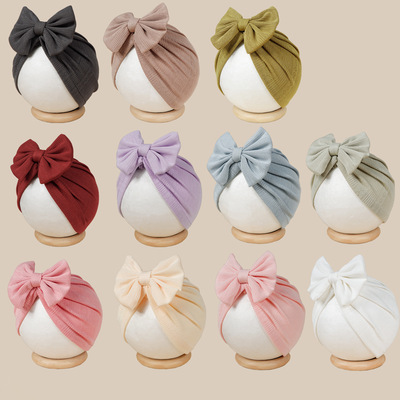帽Children's Headwear Baby Bow Elastic turban Birth Hat hood