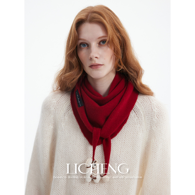 手工小马挂饰羊毛羊绒三角巾围巾