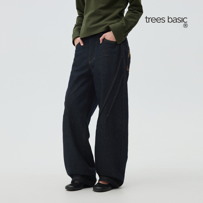 TreesBasic 100%棉10OZ原色复古香蕉牛仔裤2026新款长裤