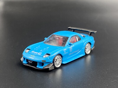 Poprace 1:64 马自达 RX7 东改马来西亚限定蓝 合金汽车模型 散瑕