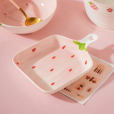 可爱陶瓷烤盘带把手柄盘子烤碗