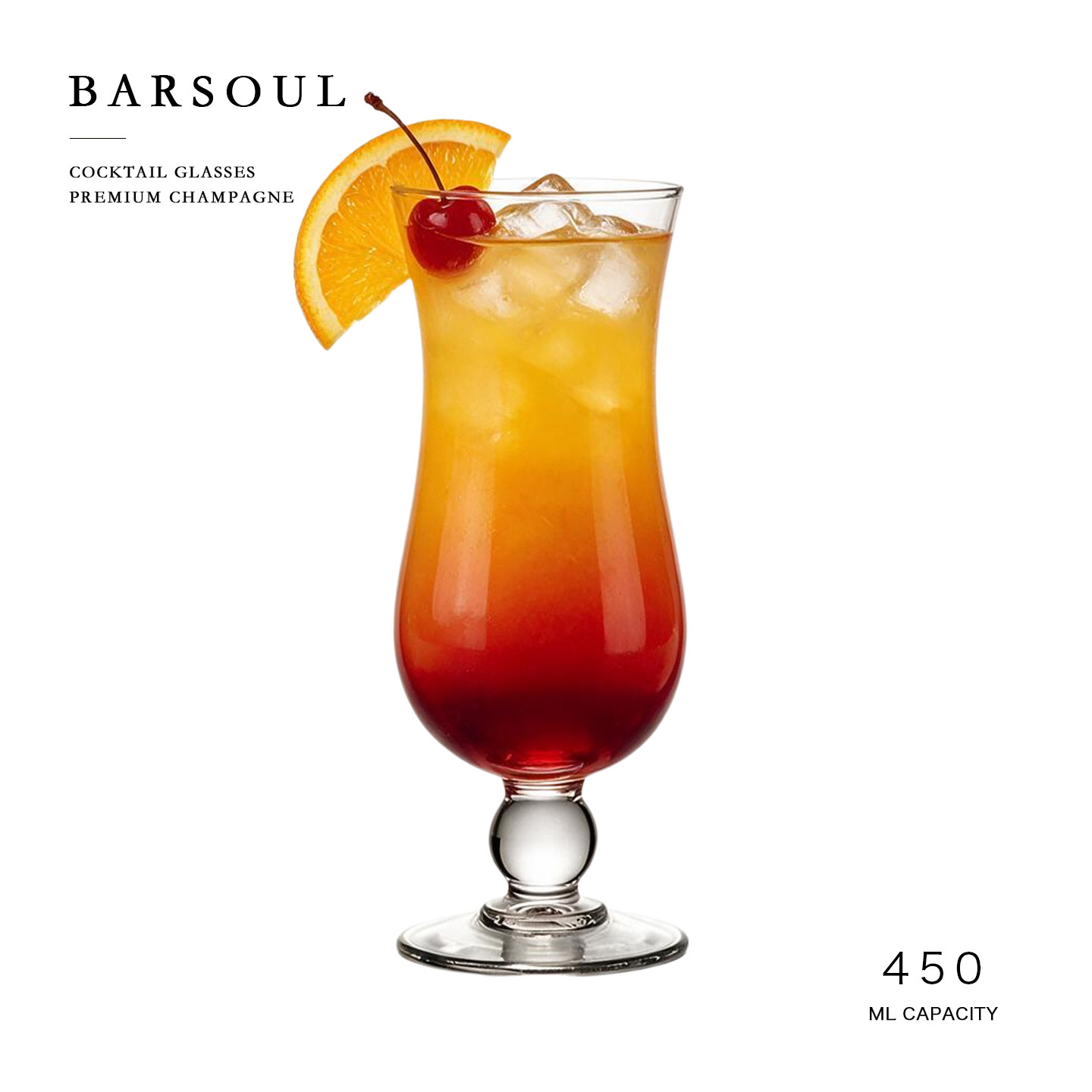 飓风杯450ml经典款龙舌兰日出鸡尾酒杯 椰林飘香特调杯酒吧果汁杯