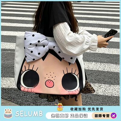 日本SELUMB小玉yuy新款蝴蝶结大头女孩可爱单肩托特包百搭学生