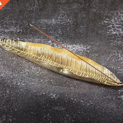 Gold Leaf Backflow Incense Burner Aromatherapy Fragrance Hol