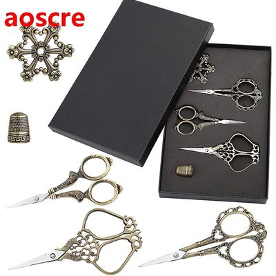 Pairs Embroidery Scissors Retro Scissor Stainless Steel Q