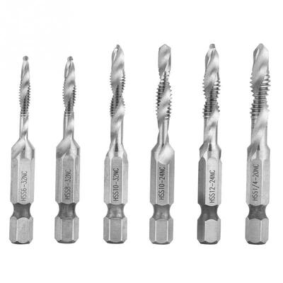 of 6pcs Drill Bits 14in Hex Shank Combination Screw Tap Dril