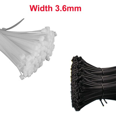 100PCS 5 X 150/200/250mm White/Black Milk Cable Wire Zip Tie