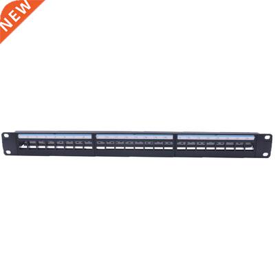 1U Cabinet Pass-Through 24 Port CAT6 Patch Panel RJ45 Connec