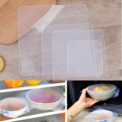 4Pcs/set Reusable Silicone Stretch Lids bowl Food Cover Vacu
