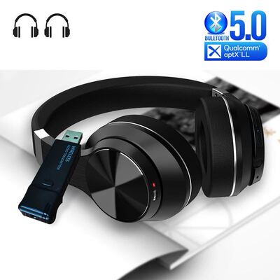 Bluetooth 5.0 Headphones + USB Audio Transmitter with Mic A