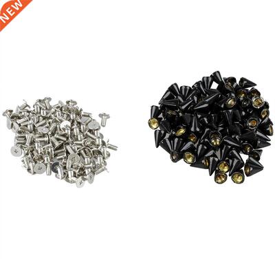 100 x 10mm cone screws rivets - Black