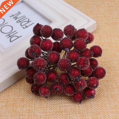 40pcs Mini Christmas Frosted Artificial Berry Vivid Red Holl