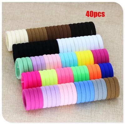 40 Pcs Girl elastic hair bands Black White Hair accessories
