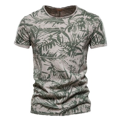 AIOPESON 2021 Hawaii Style  Cotton T-Shirt Men O-neck Pr