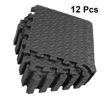 12Pcs Gym Matt Splicing Mats EVA Leaf Grain Floor Mats Patch
