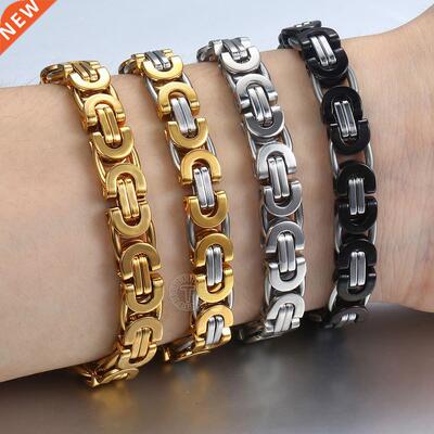 Davieslee Byzantine Chain Bracelet for Men Gold Black Silver