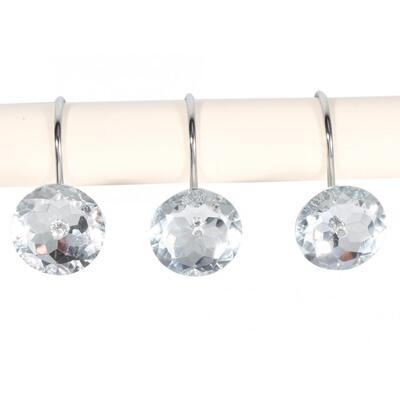 12pcs/Box Shower Curtain Hooks Rhinestone Bling Slide Bathhr