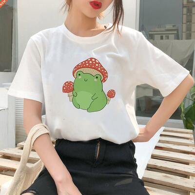 Frog Mushroom Shirt Y2k Fashion Women Clothes Short Sleeve Y