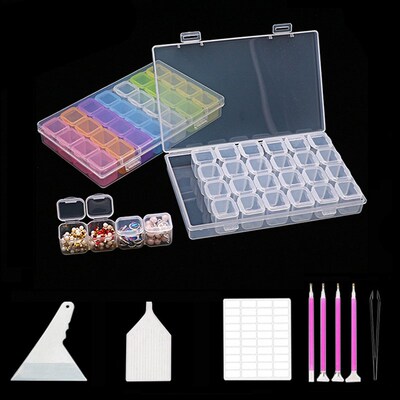 Diamond Painting Tools Set 28 Cells Plastic Storage Box and